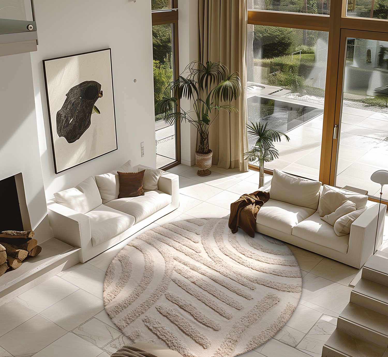 Round rug - Margo Natural Cotton Shaggy (beige)