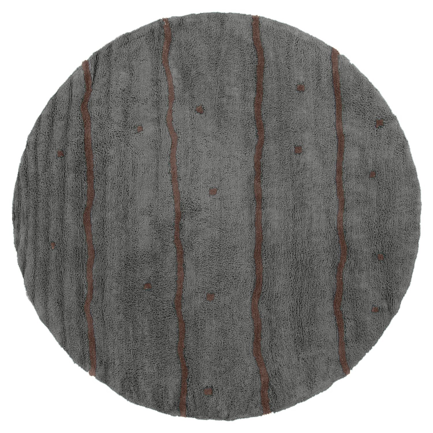 Round rug - Leora Natural Cotton Shaggy (black/brown)